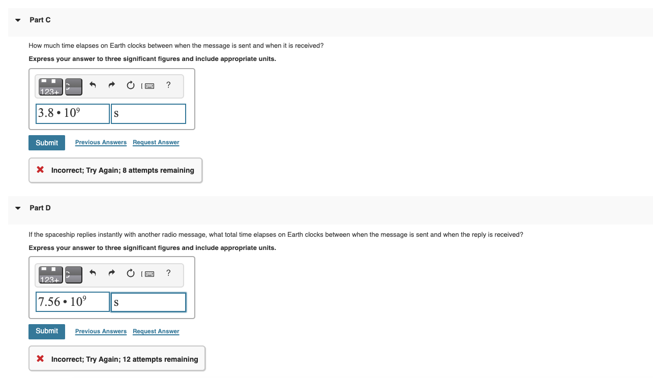 Solved Part C How much time elapses on Earth clocks between | Chegg.com