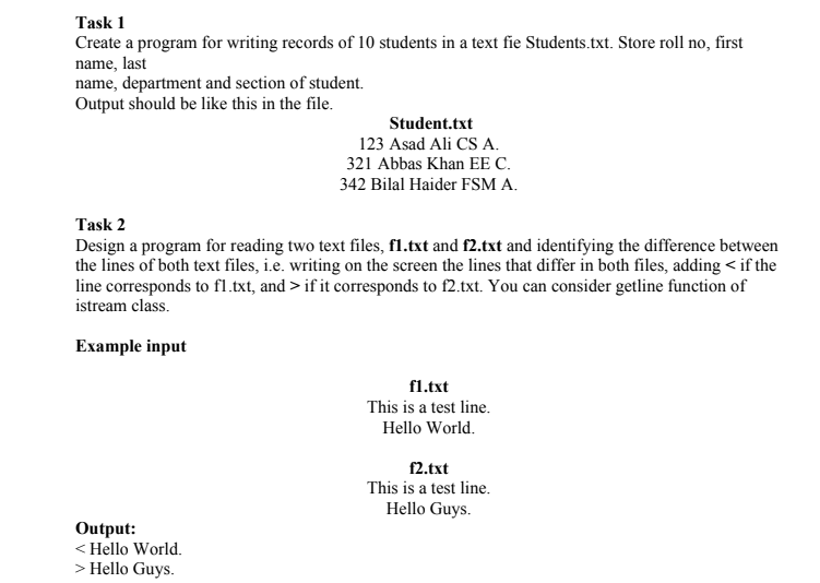 Solved Task 1 Create a program for writing records of 10 | Chegg.com