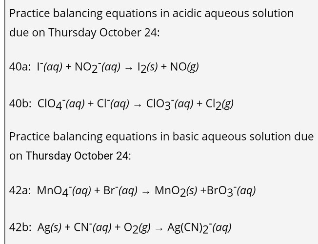 Solved Practice balancing equations in acidic aqueous | Chegg.com