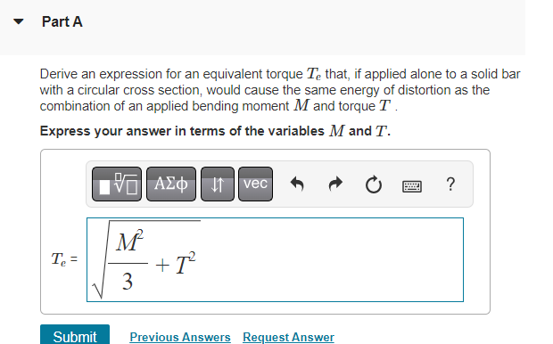 Solved Derive an expression for an equivalent torque Te | Chegg.com