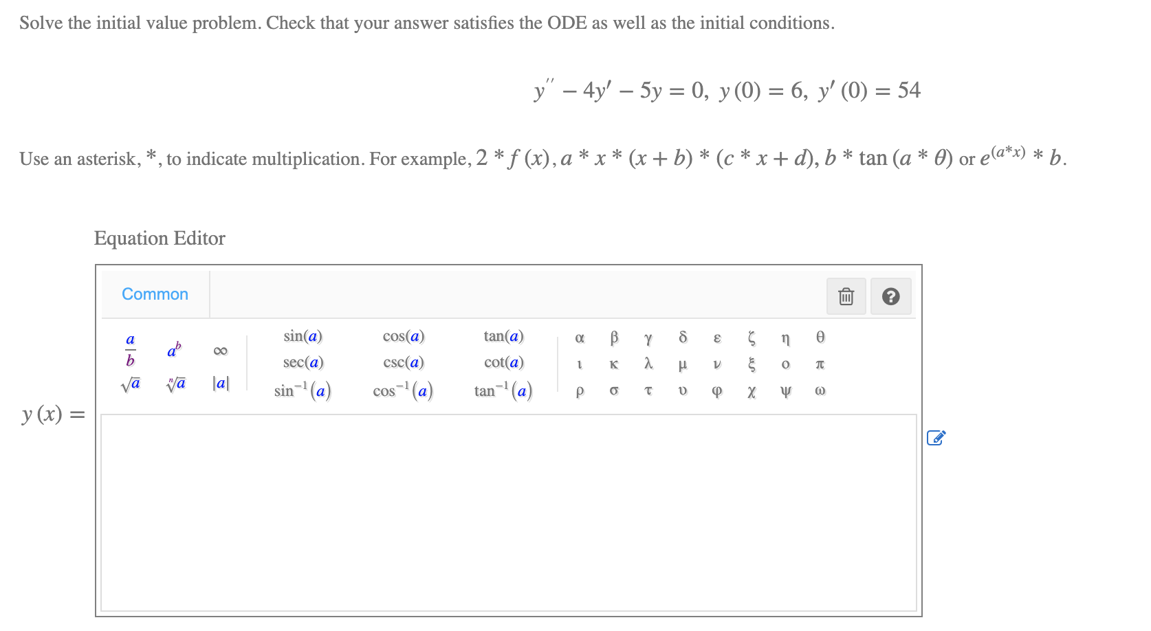 Solved Solve the initial value problem. Check that your | Chegg.com