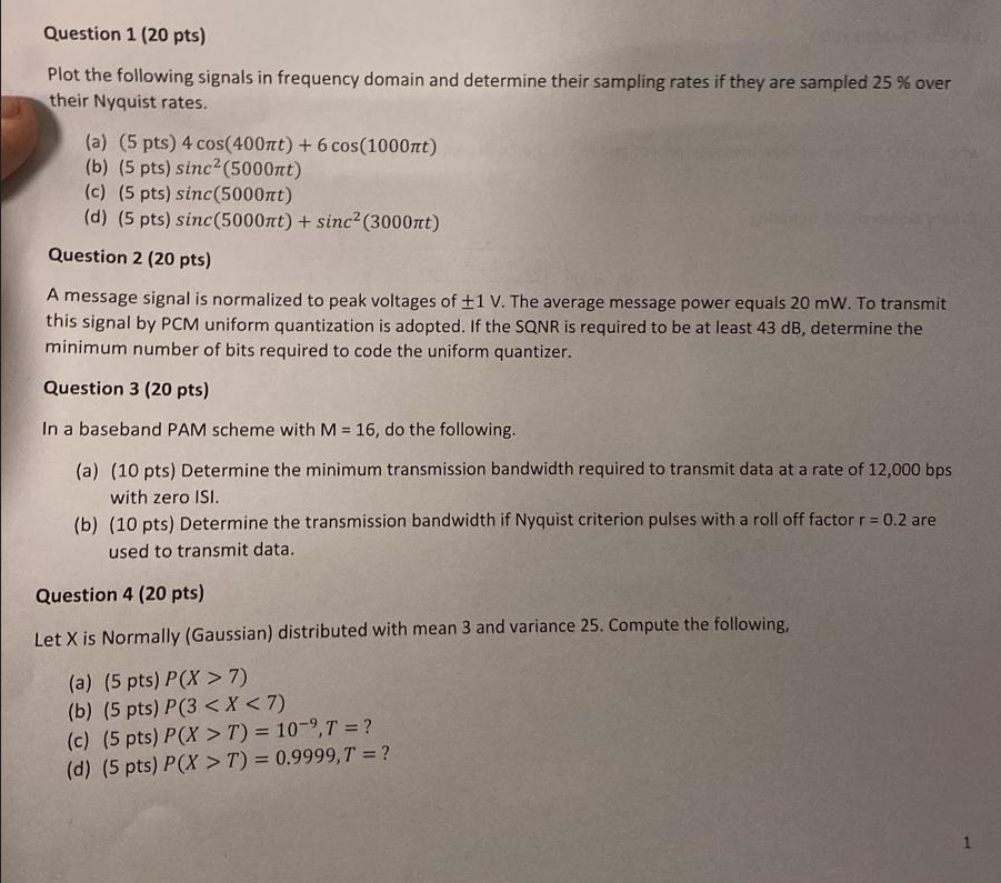 Solved Plot the following signals in frequency domain and | Chegg.com