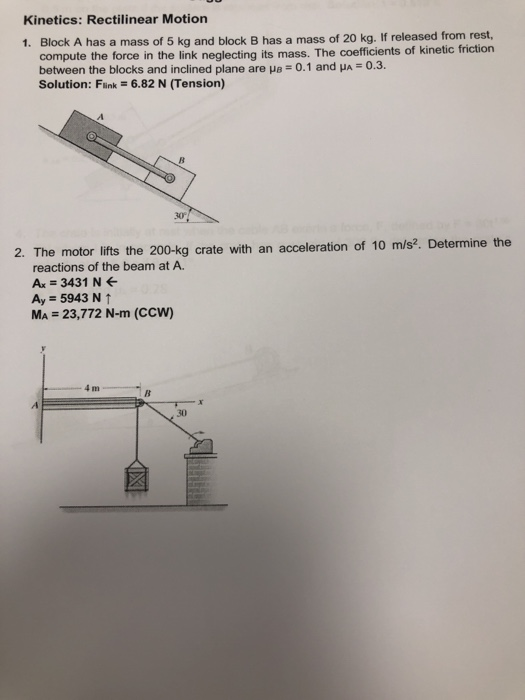 Solved Kinetics: Rectilinear Motion 1. Block A has a mass of | Chegg.com