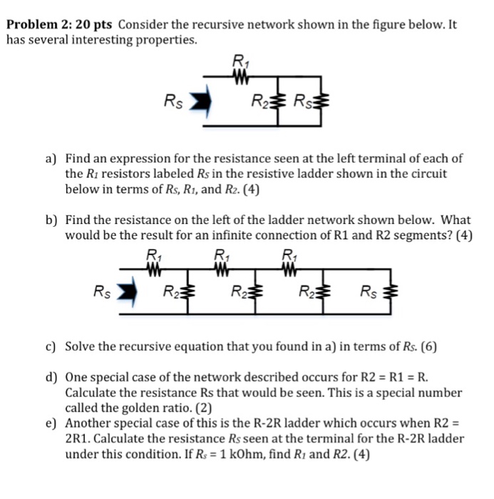 Solved Problem 2: 20 pts Consider the recursive network | Chegg.com