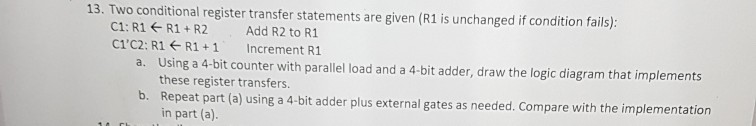 Solved 13. Two conditional register transfer statements are | Chegg.com