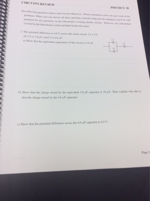 Solved The following questions relate to the Circuits | Chegg.com