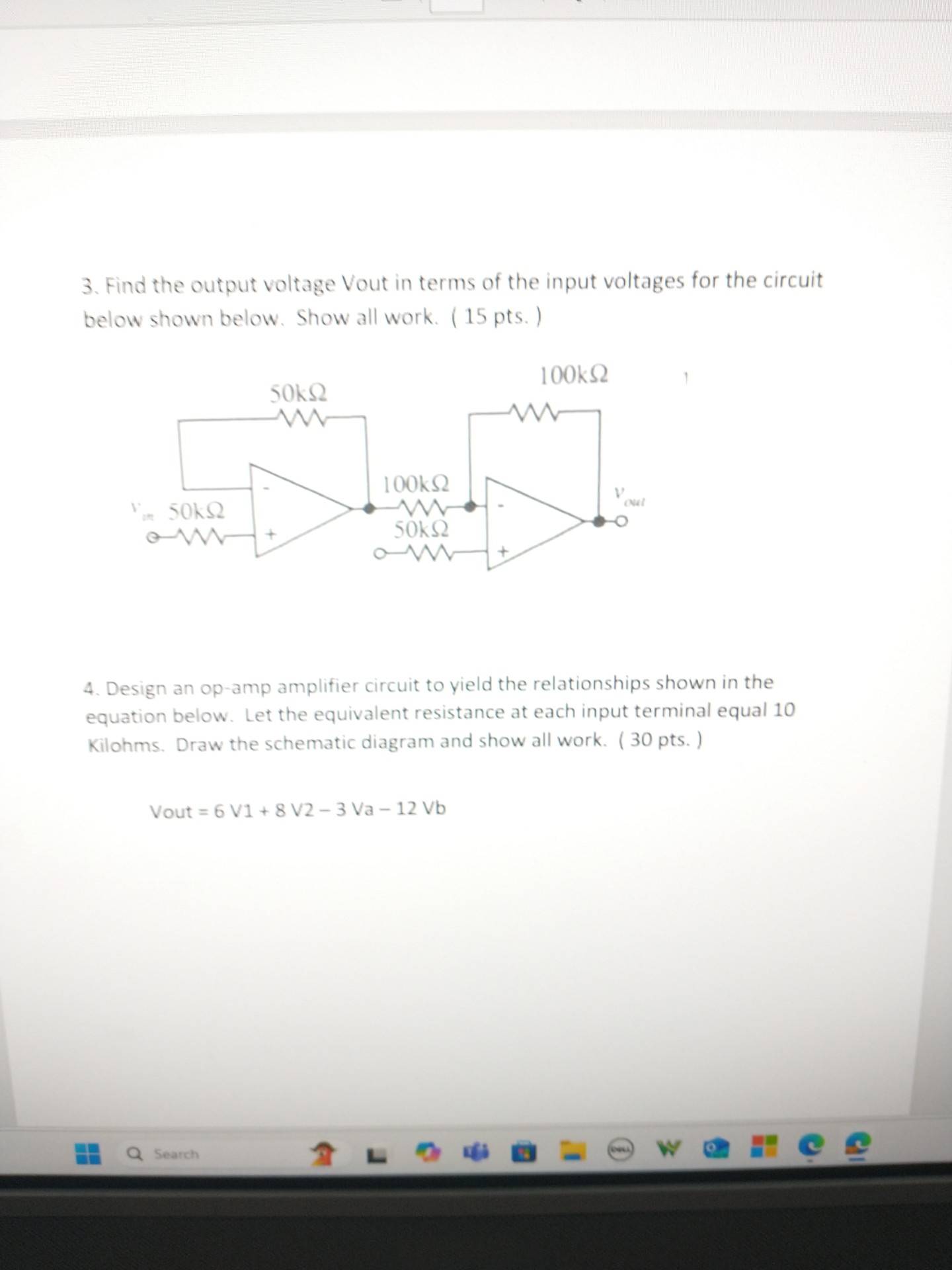 Solved Find the output voltage Vout in terms of the input | Chegg.com