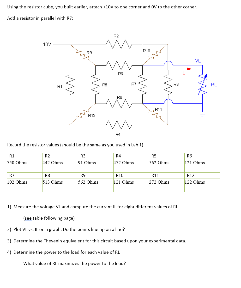 Solved Using the resistor cube, you built earlier, attach | Chegg.com