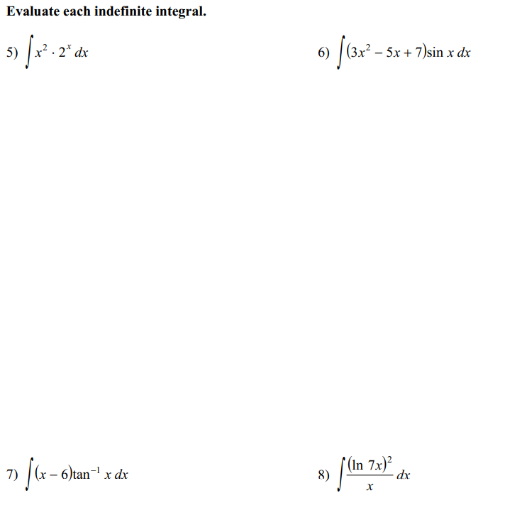 Solved Evaluate each indefinite integral using integration | Chegg.com