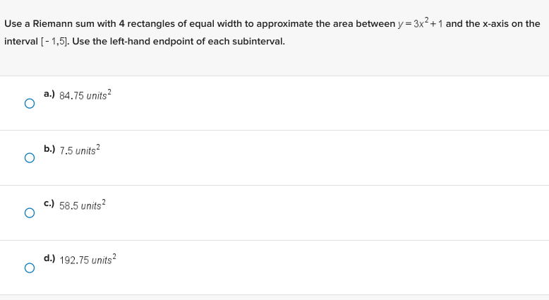 Solved Use a Riemann sum with 4 rectangles of equal width to | Chegg.com