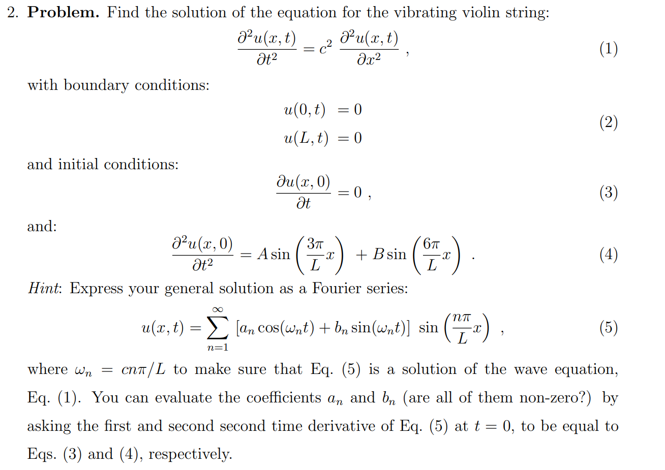 Solved Problem. Find the solution of the equation for the | Chegg.com