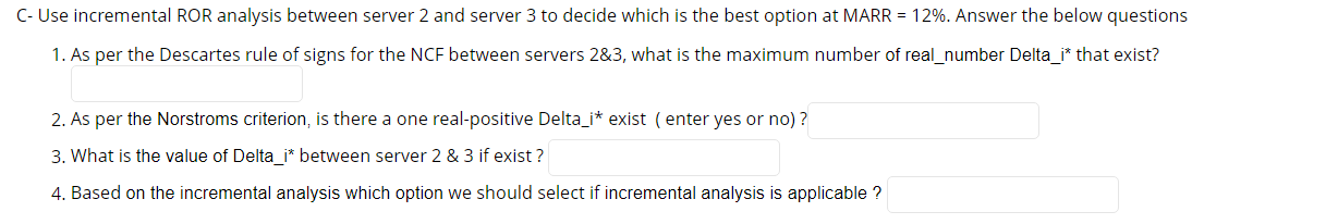 Solved C-Use incremental ROR analysis between server 2 and | Chegg.com