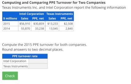 Solved Computing and Comparing PPE Turnover for Two | Chegg.com
