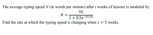 Solved The average typing speed N (in words per minute) | Chegg.com