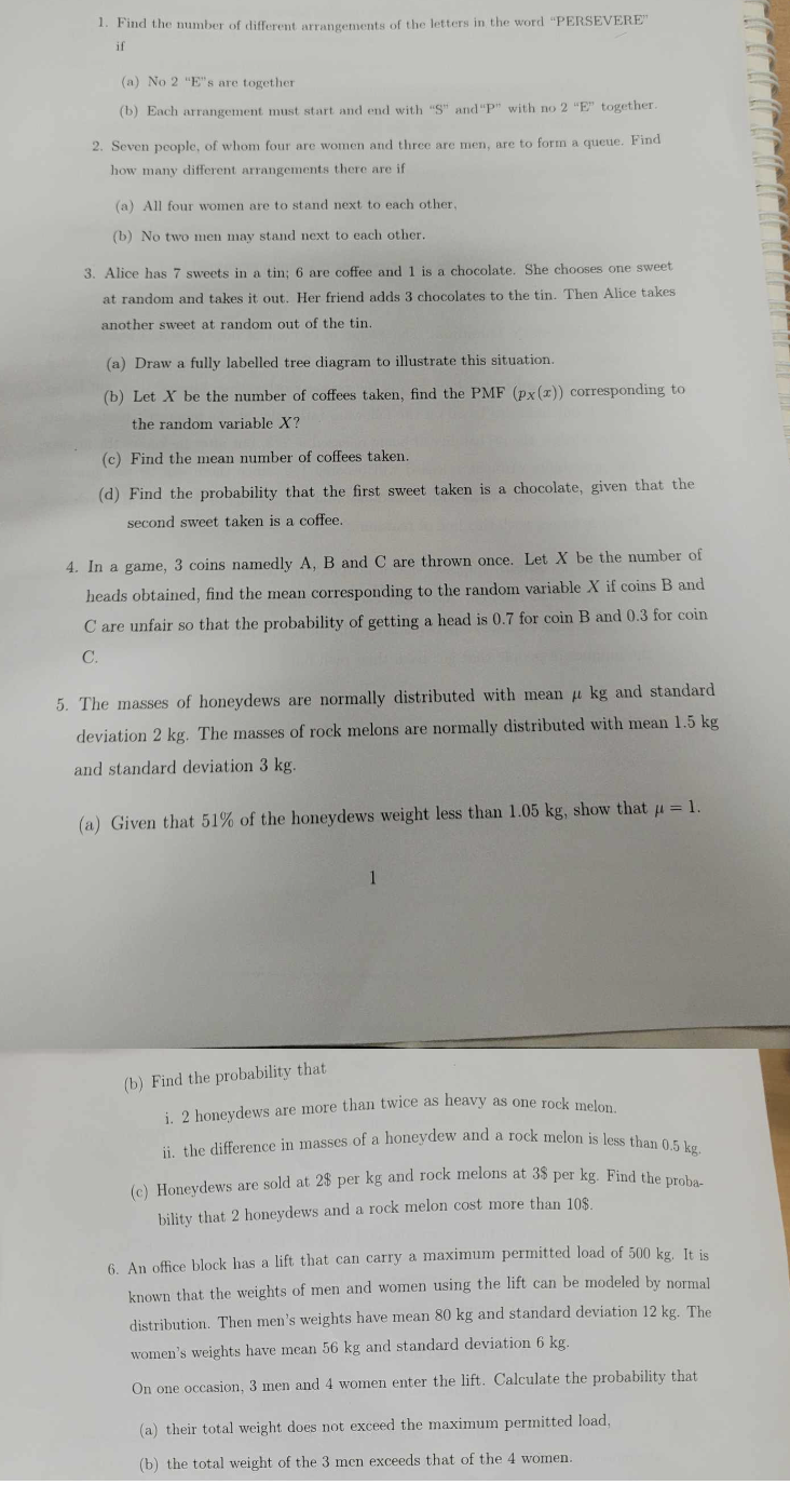 Solved 1. Find the number of different arrangements of the | Chegg.com