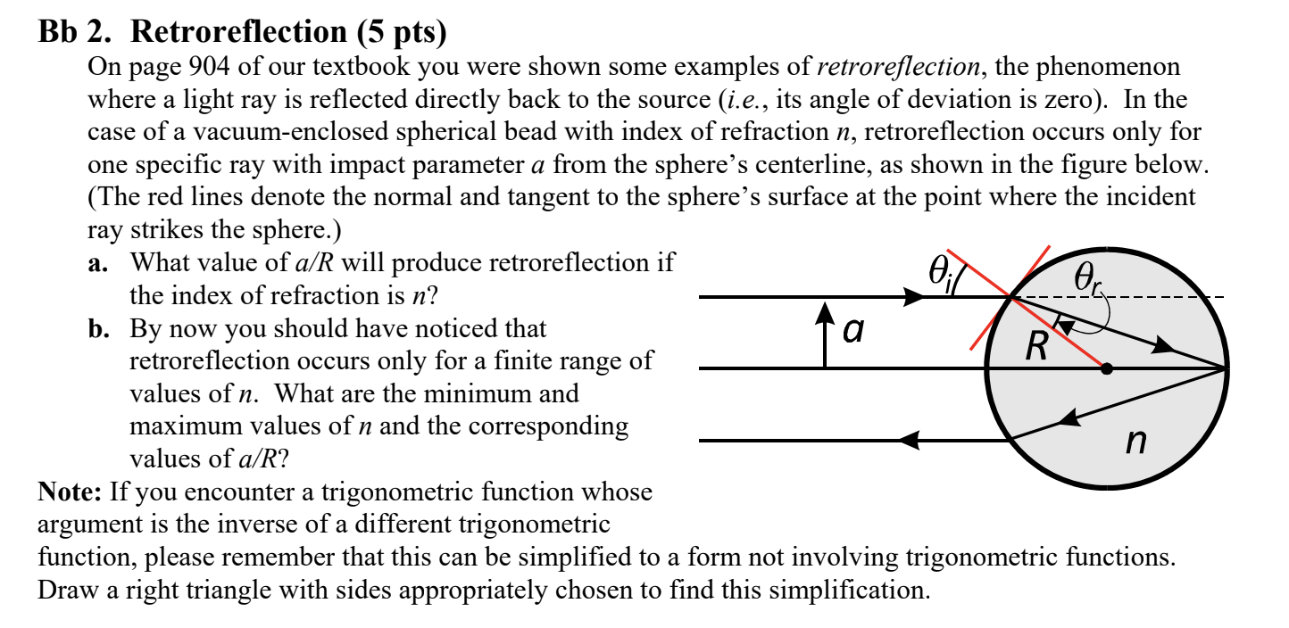 Solved Bb 2. Retroreflection (5 pts) On page 904 of our | Chegg.com