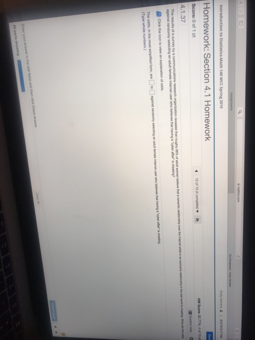 Solved Homework Section 4 1 Homework 4 1 37 Type Whole