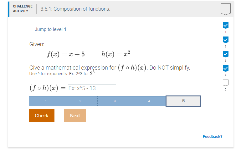 Solved CHALLENGE ACTIVITY 3.5.1: Composition of functions. | Chegg.com