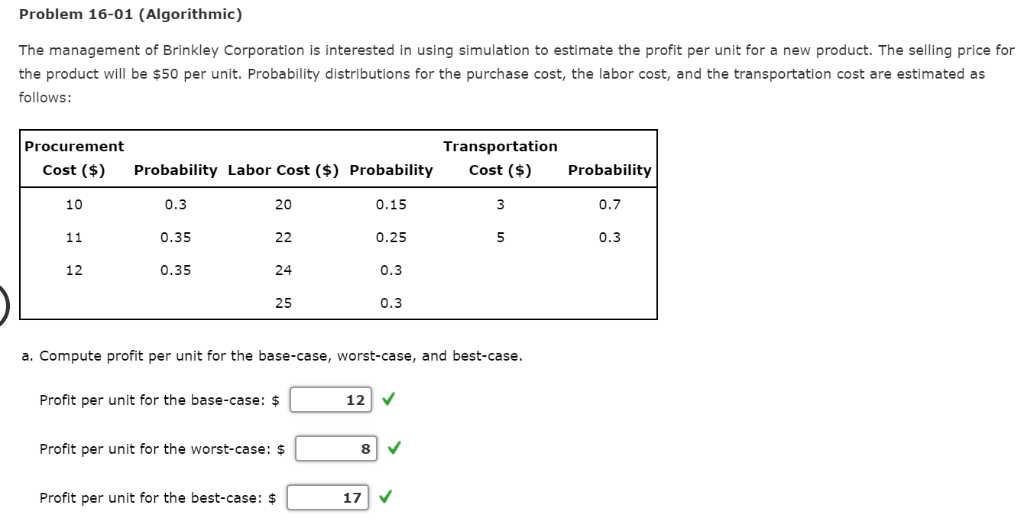 Problem 16-01 (Algorithmic) The management of | Chegg.com