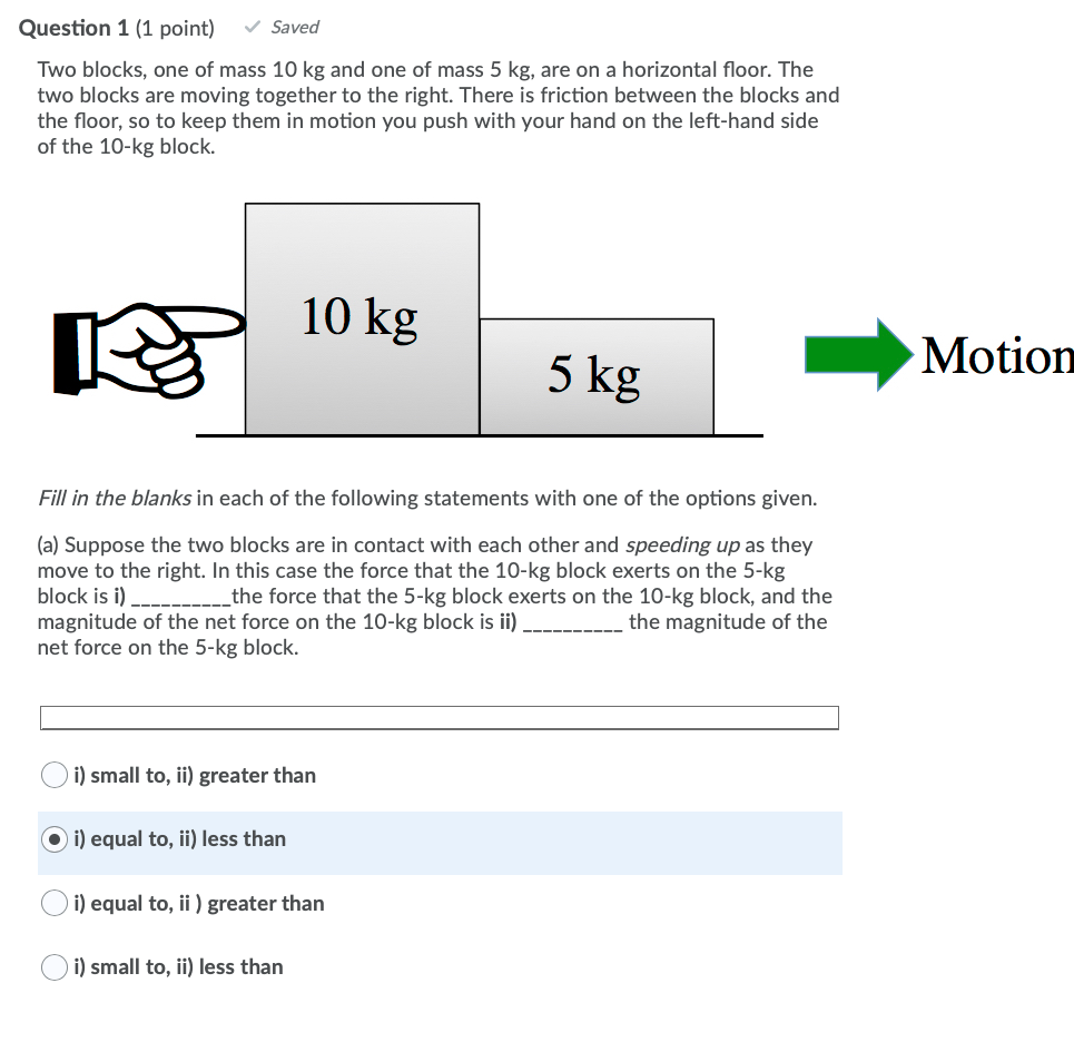 Solved Two blocks, one of mass 10 kg and one of mass 5 kg, | Chegg.com
