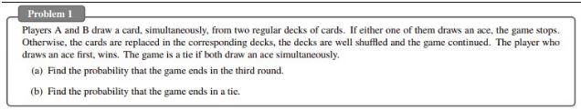 Solved Problem 1 Players A and B draw a card, | Chegg.com