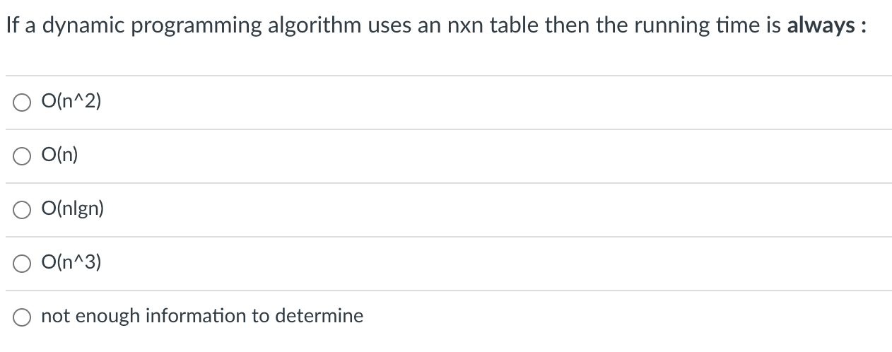 Solved If A Dynamic Programming Algorithm Uses An Nxn Table