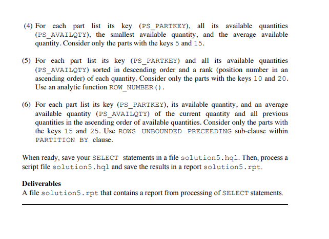 Solved Codes are dbcreate.hql, dbdrop.hql, partsupp.tbl, | Chegg.com