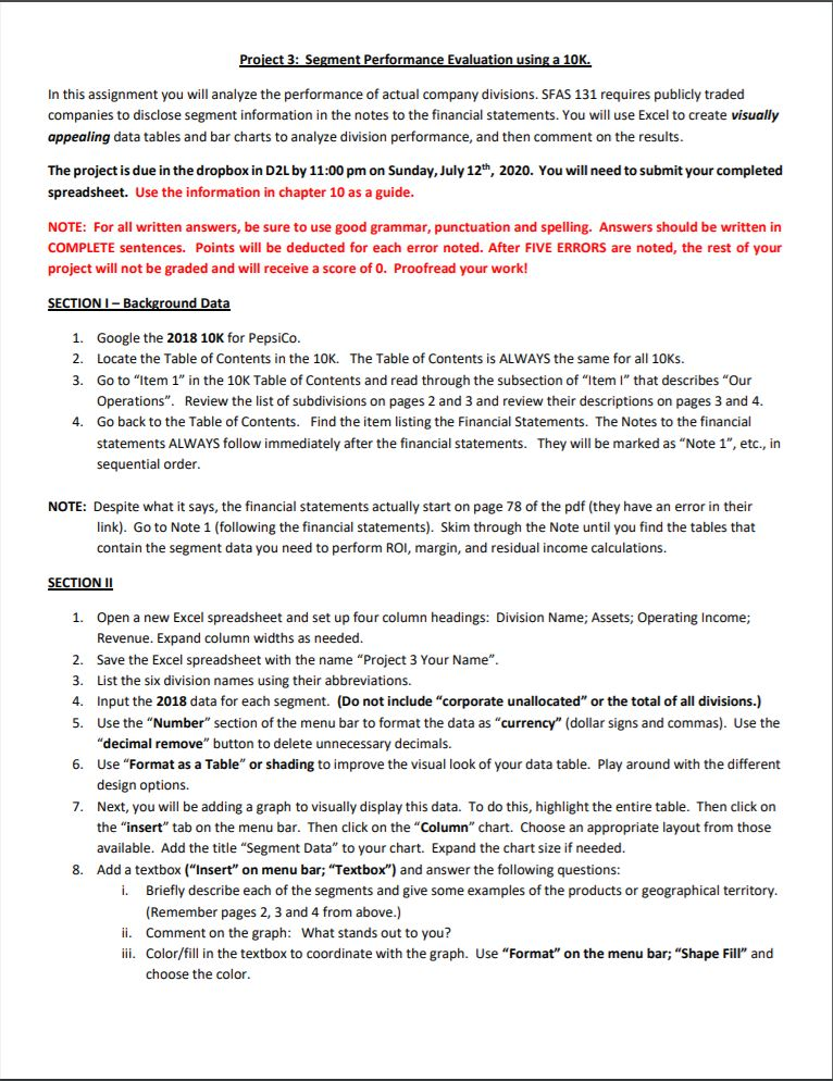 Project 3: Segment Performance Evaluation using a | Chegg.com