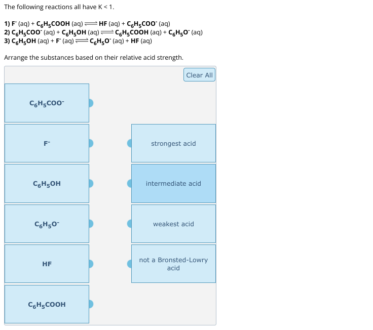 Solved For the following reaction, K>1. Classify each of the | Chegg.com
