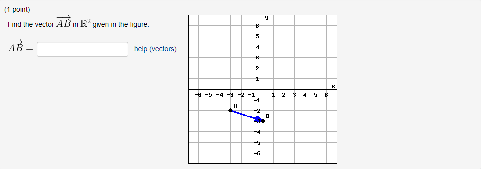 Solved (1 point) Find the vector AB in R2 given in the | Chegg.com