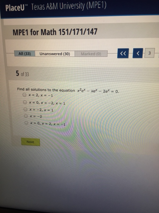 Solved Find all solutions to the equation x^2e^x - xe^x - | Chegg.com