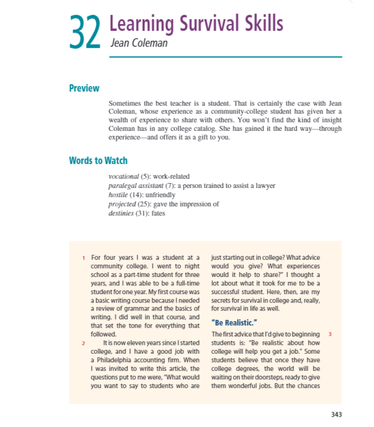 Solved 32 Learning Survival Skills Preview Sometimes the | Chegg.com