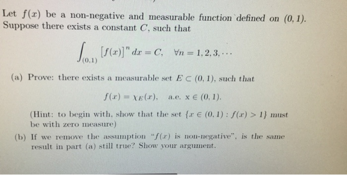 Solved Let F X Be A Non Negative And Measurable Function