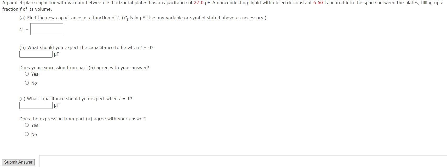 Solved Fraction F Of Its Volume A Find The New
