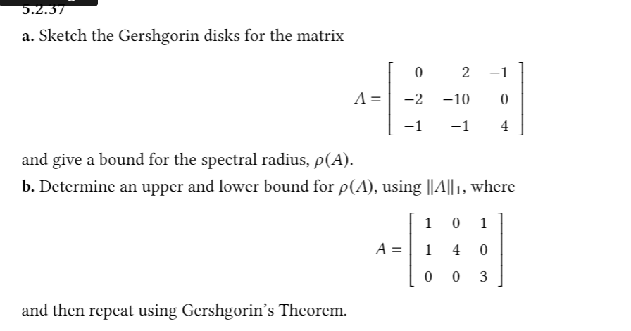 Solved 5.2.37 a. Sketch the Gershgorin disks for the matrix | Chegg.com