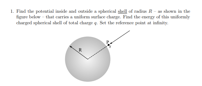 Solved 1. Find the potential inside and outside a spherical | Chegg.com