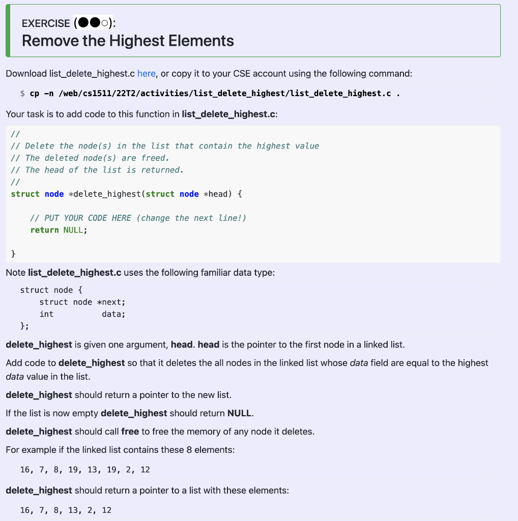Solved EXERCISE (O): Remove the Highest Elements Download | Chegg.com