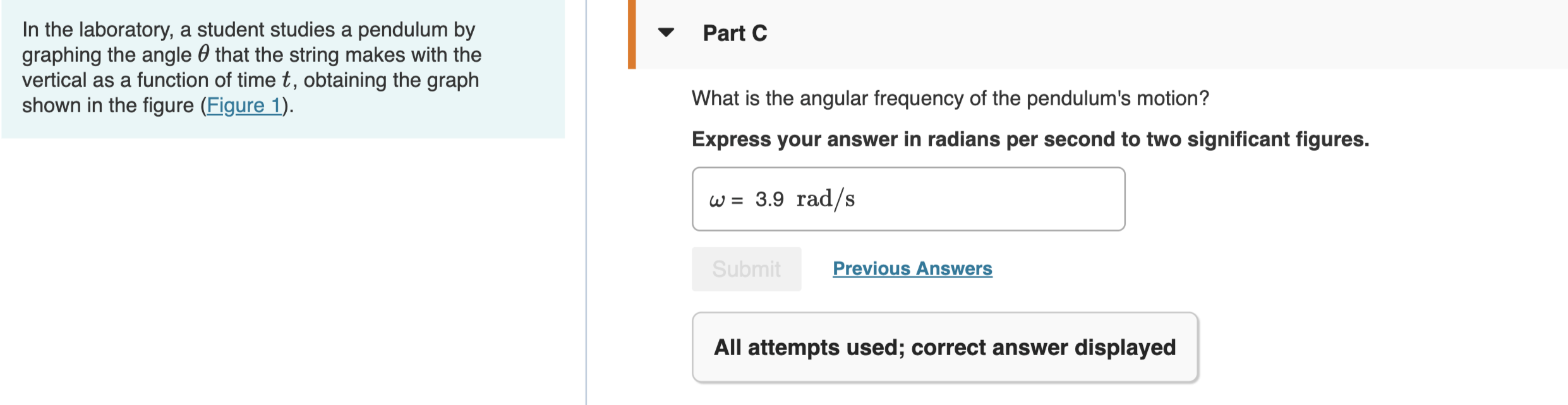 Solved How do you tell the angular frequency of the pendulum | Chegg.com