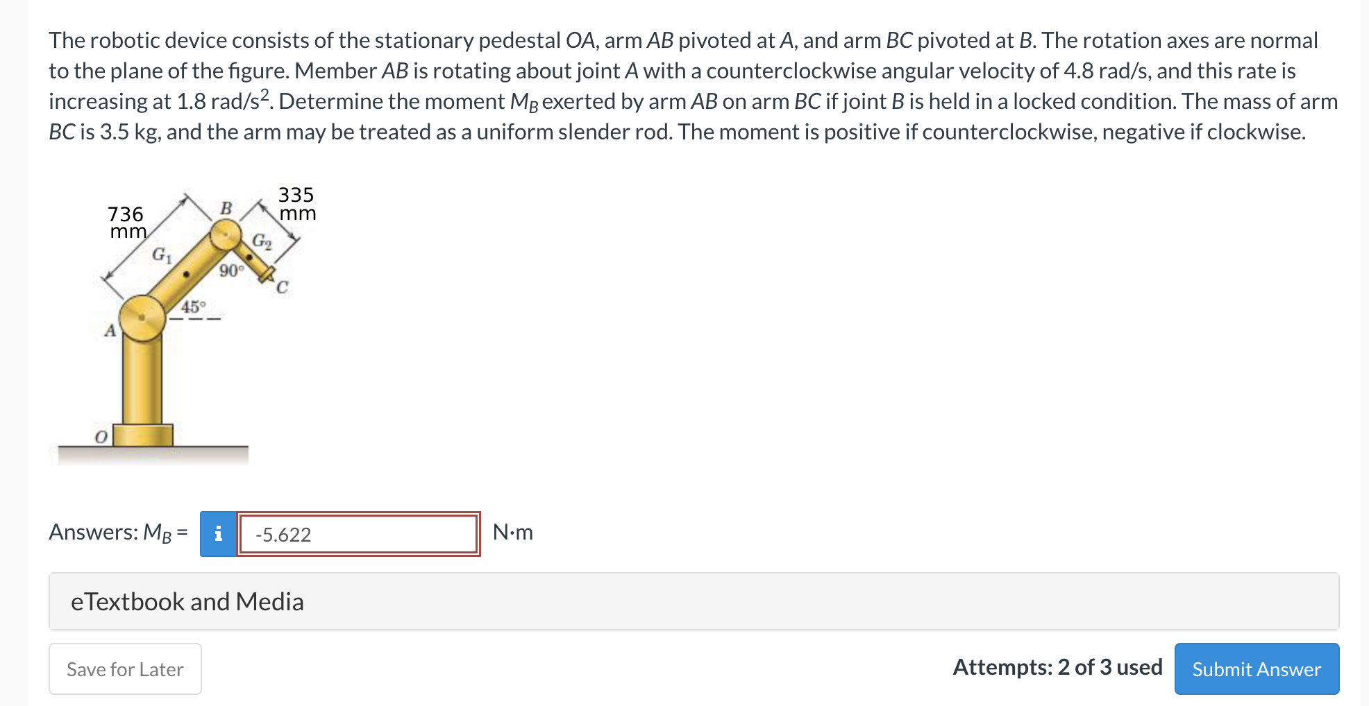 Solved The robotic device consists of the stationary | Chegg.com