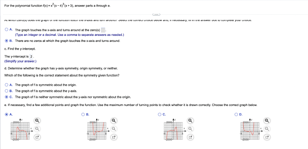 Solved For the polynomial function f(x)=x2(x−4)3(x+3), | Chegg.com