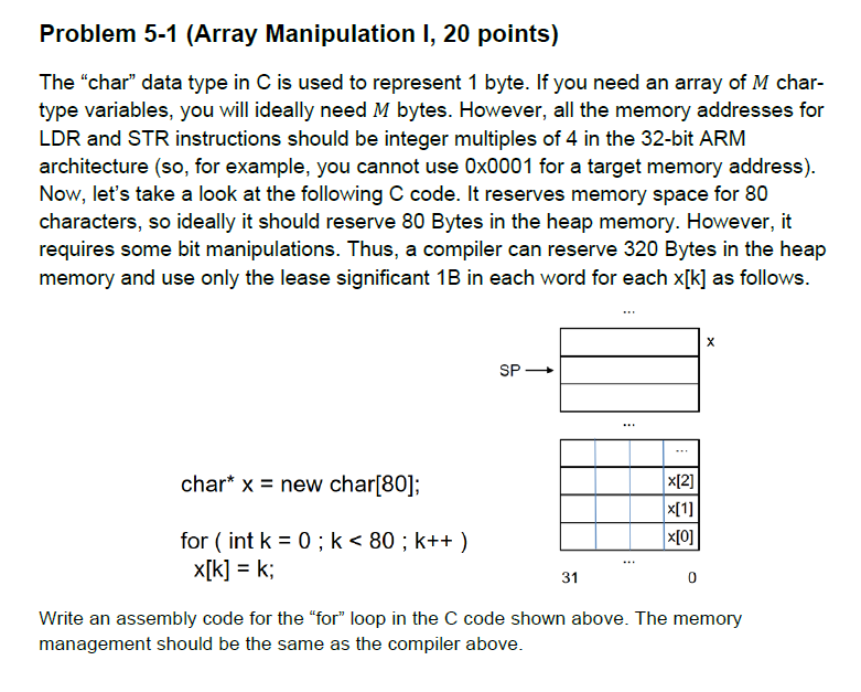 Problem 5-1 (Array Manipulation I, 20 points) The | Chegg.com