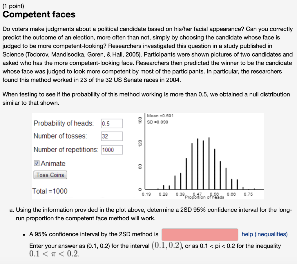 Solved (1 point) Competent faces Do voters make judgments | Chegg.com