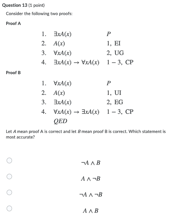 Solved Question 13 (1 point) Consider the following two | Chegg.com