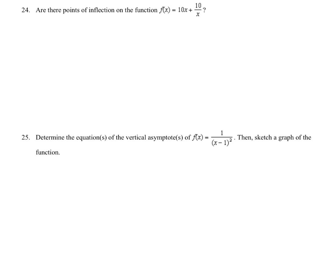 Solved 10 24. Are there points of inflection on the function | Chegg.com