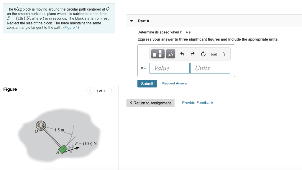 Solved The 6-kg block is moving around the circular path | Chegg.com