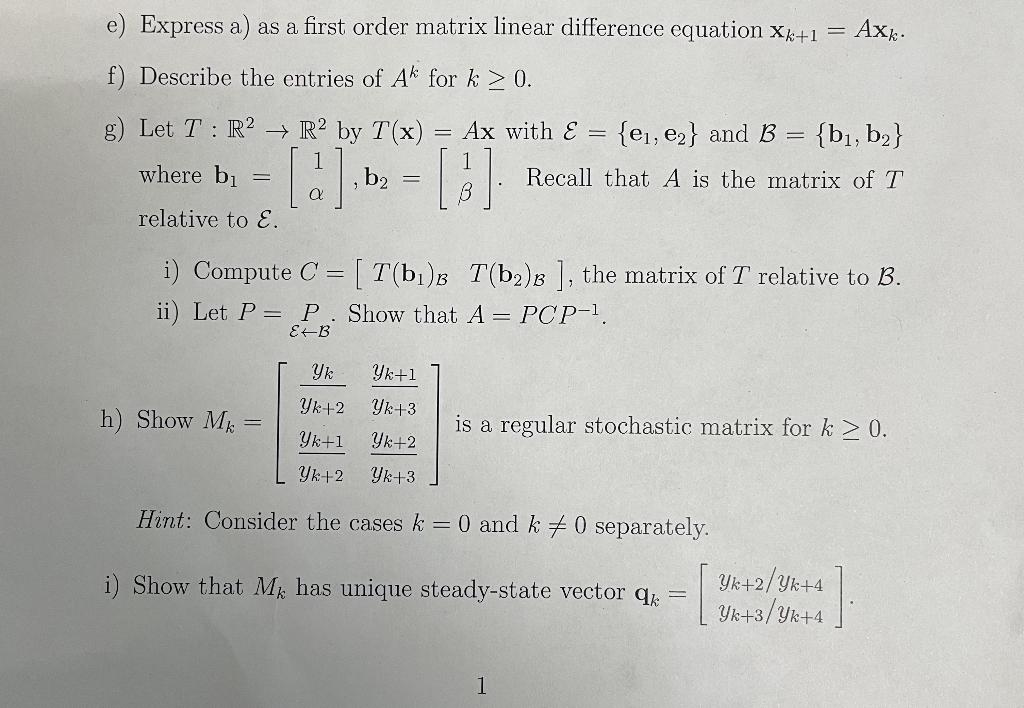 Solved answer to a) was y_k - y_k-1 - y_k-2 =0 with initial | Chegg.com
