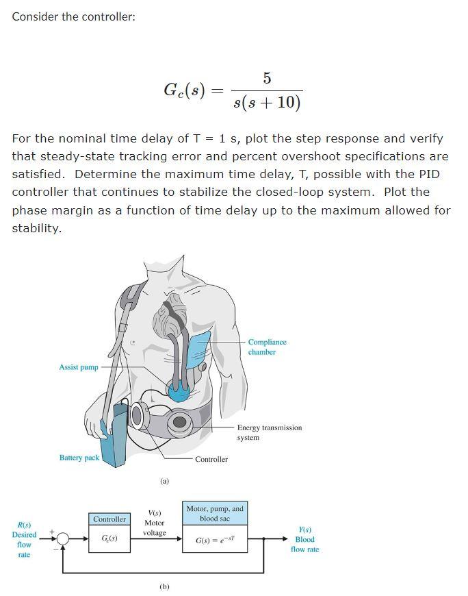 Solved Consider the controller: Gc(s)=s(s+10)5 For the | Chegg.com