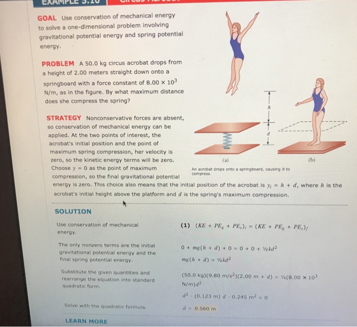 Solved GOAL Use conservation of mechanical energy to solve a | Chegg.com