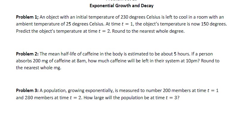 Solved Exponential Growth and Decay Problem 1; An object | Chegg.com
