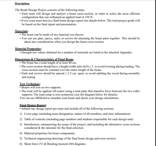 Description: The Beam Design Project consists of the | Chegg.com